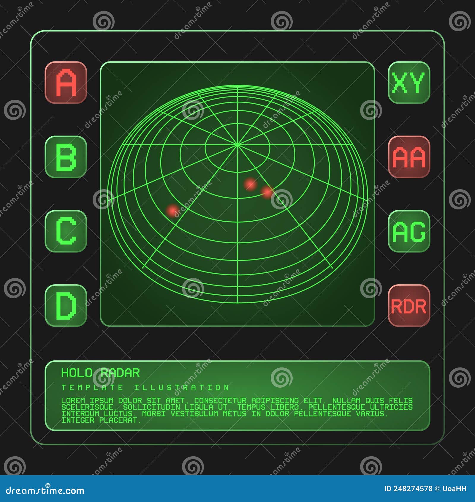 Fictitious Retro Futuristic Holographic Radar Interface. Modern Retro ...