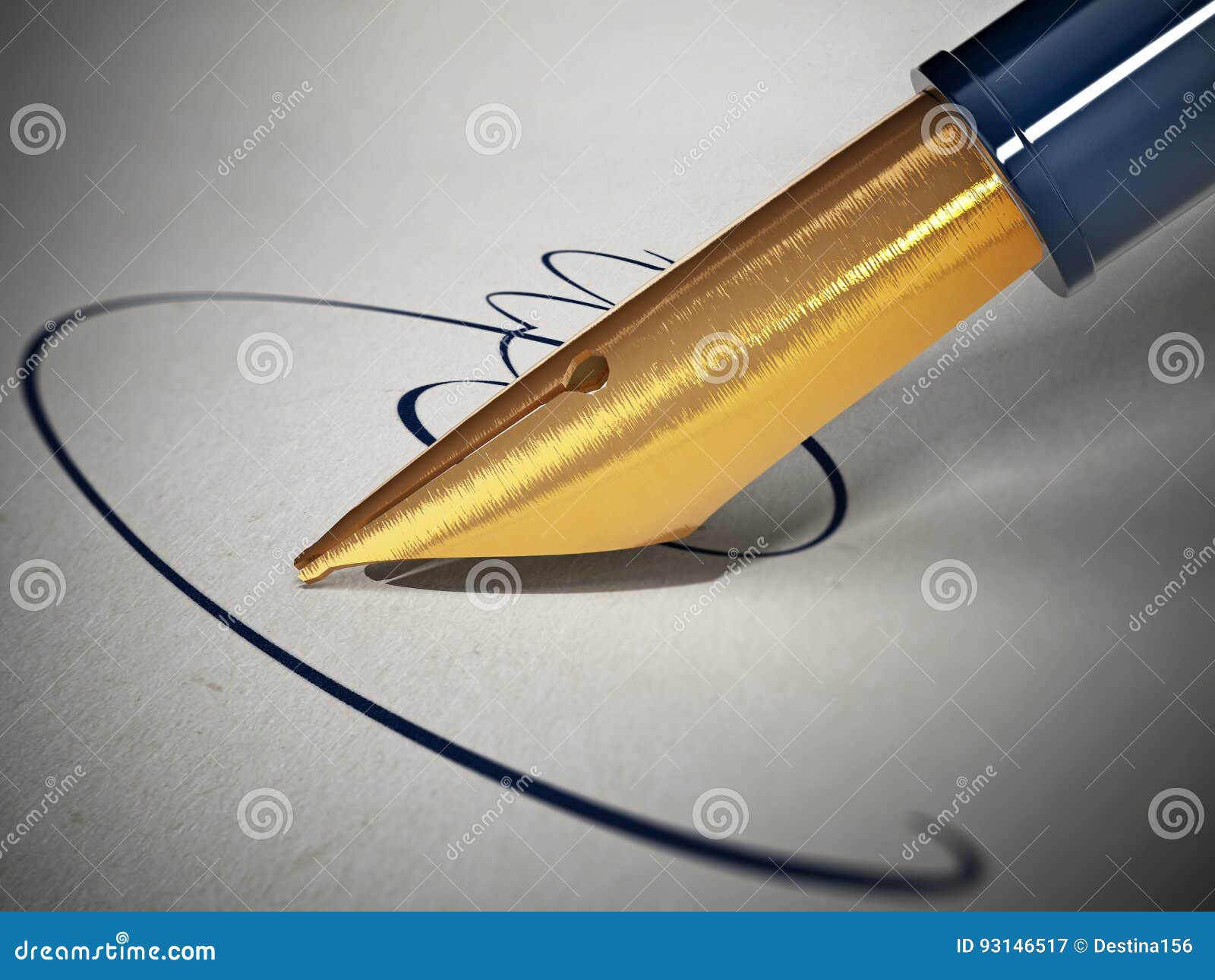 Fictitious Sign and Pen on Paper. 3D Illustration Stock Illustration ...