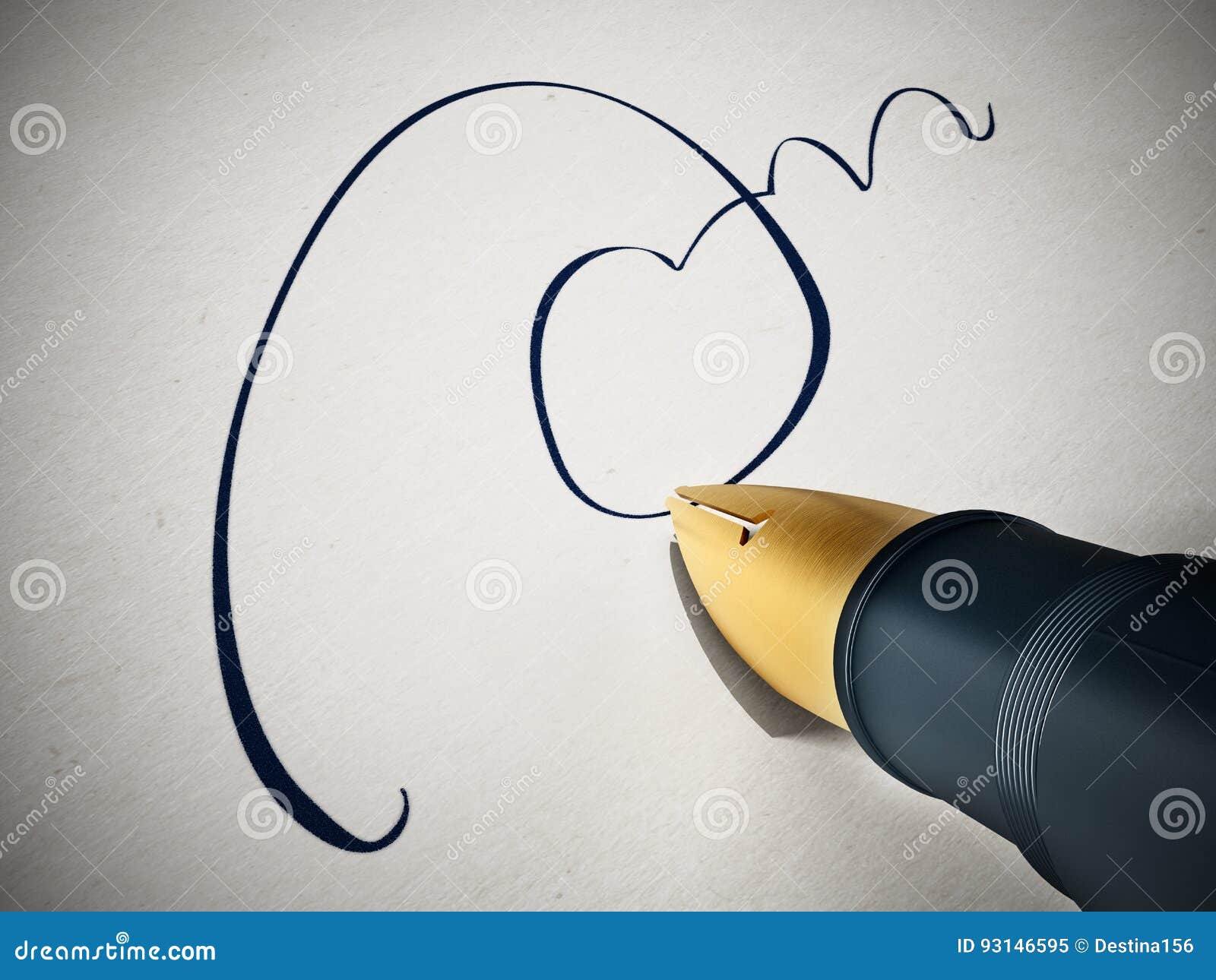 Fictitious Sign and Pen on Paper. 3D Illustration Stock Illustration ...