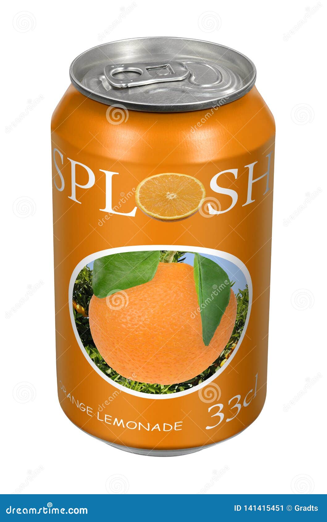 Fictive Orange Lemonade Beverage Tin Can Stock Image - Image of white ...