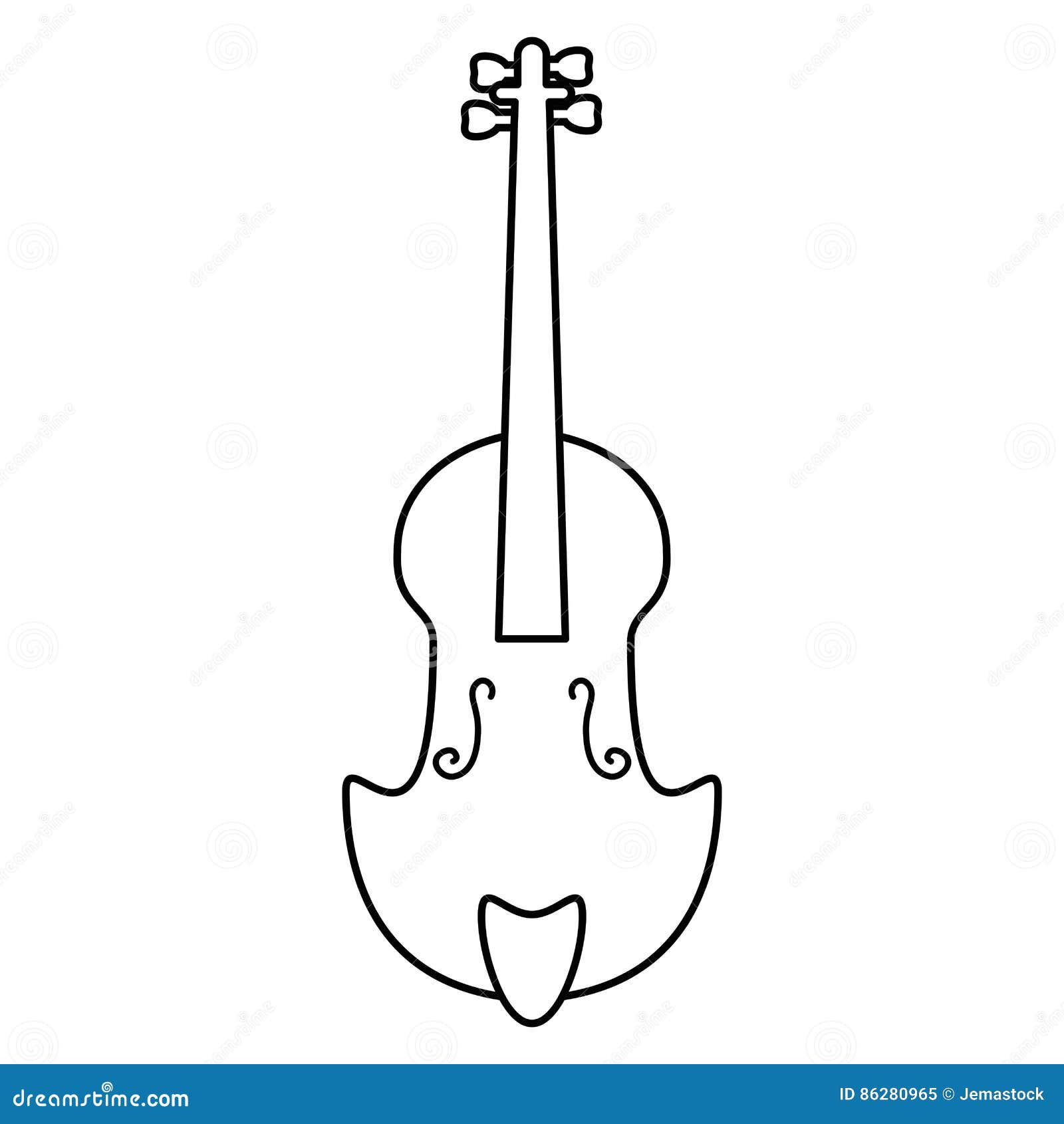 Fiddle Classical Music Instrument Thin Line Stock Vector - Illustration ...