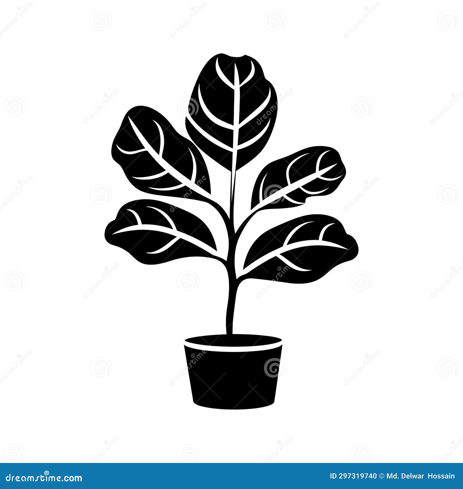 Fiddle Leaf Fig plant Icon stock vector. Illustration of ficus - 297319740