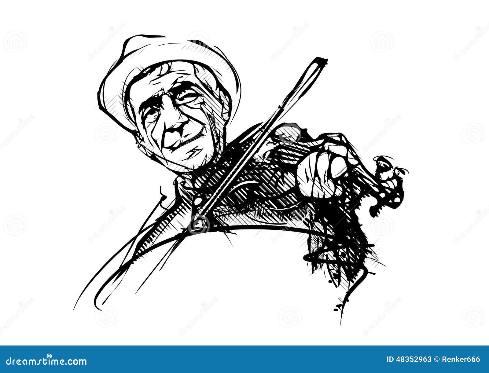 Fiddler illustration stock vector. Illustration of sketch - 48352963
