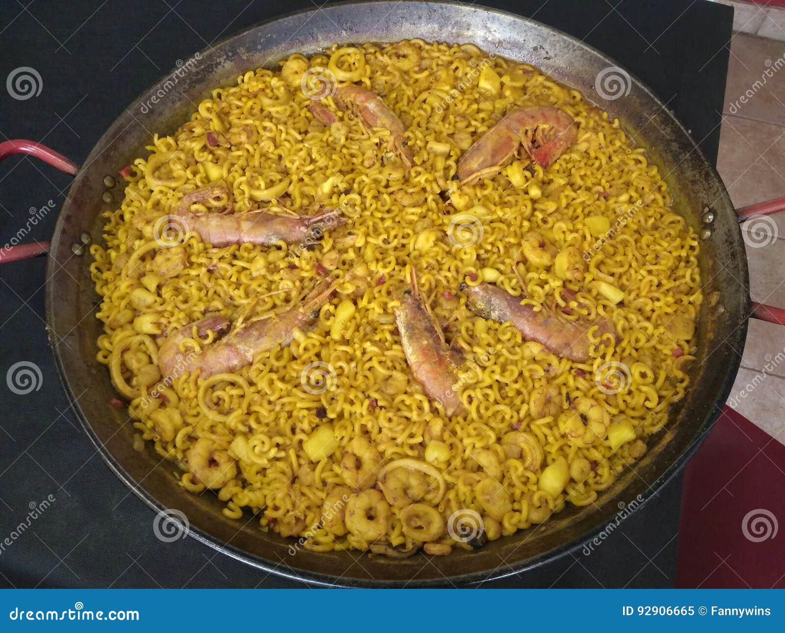 Fideua stock image. Image of tipical, fideua, prawns - 92906665