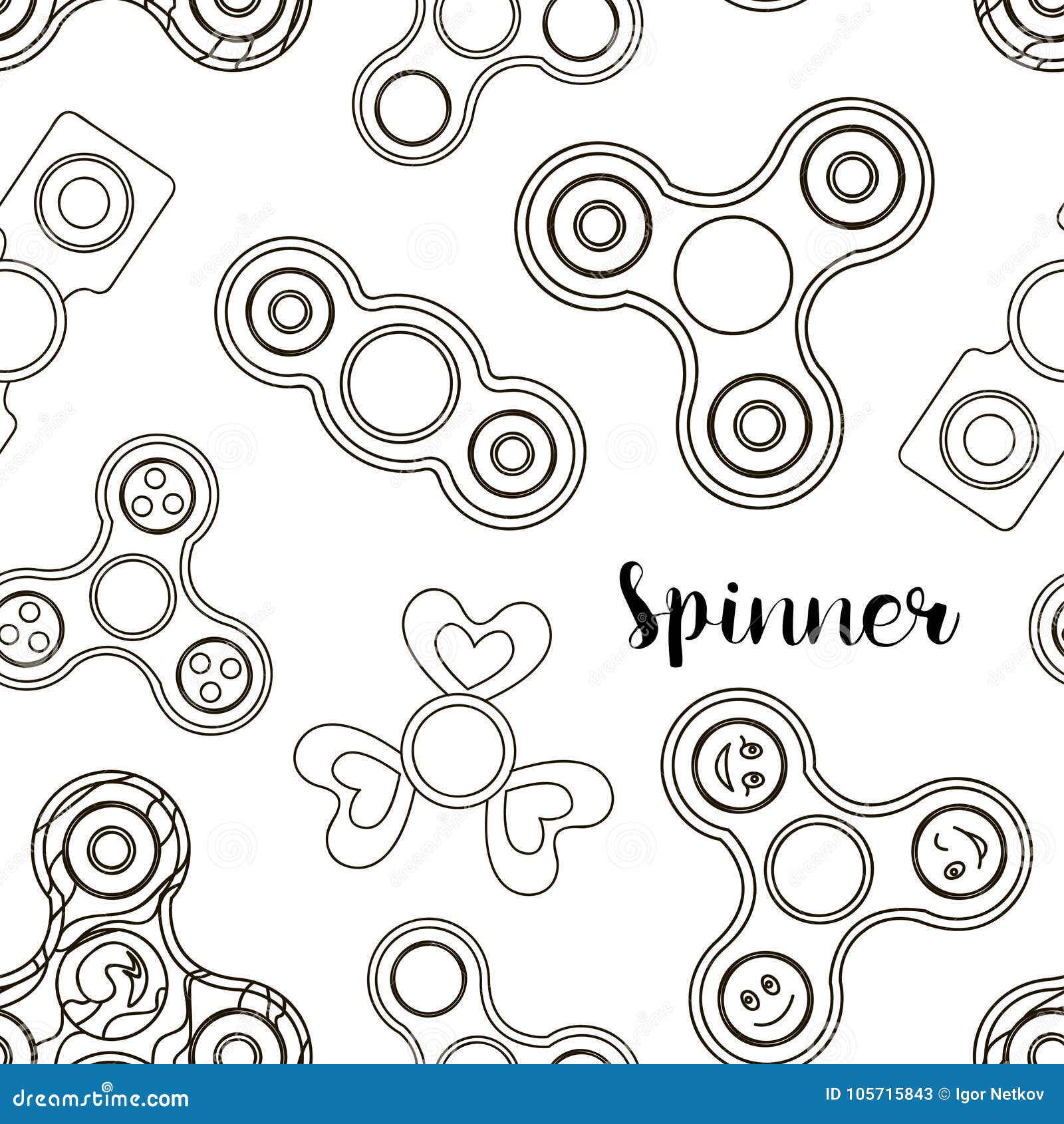Fidget Finger Spinner Set Pattern Stock Vector - Illustration of ...