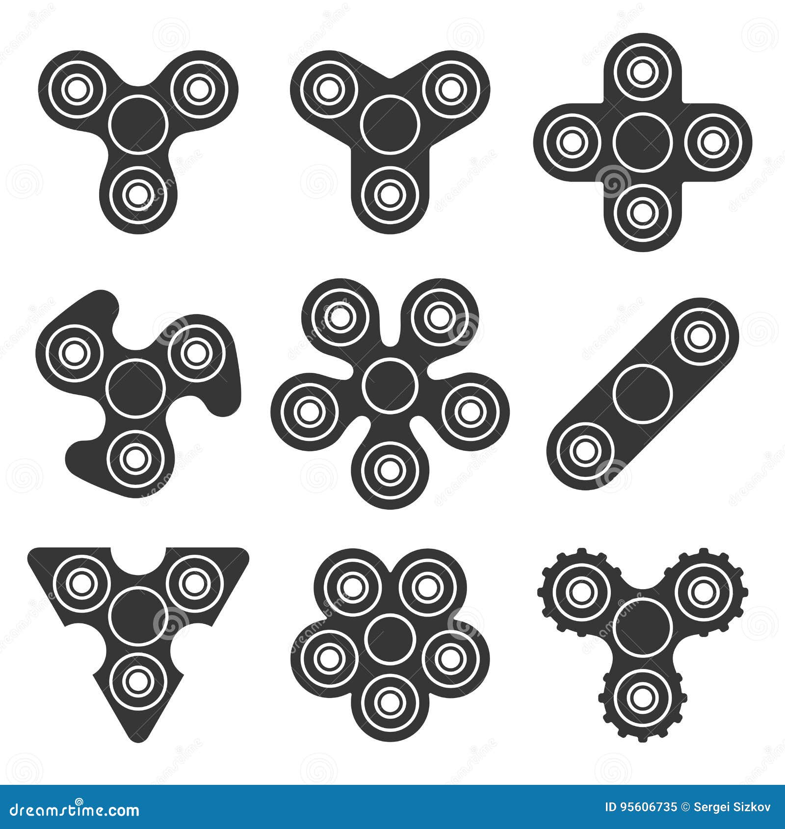 Fidget Hand Spinner Icons Set on White Background. Vector Stock Vector ...