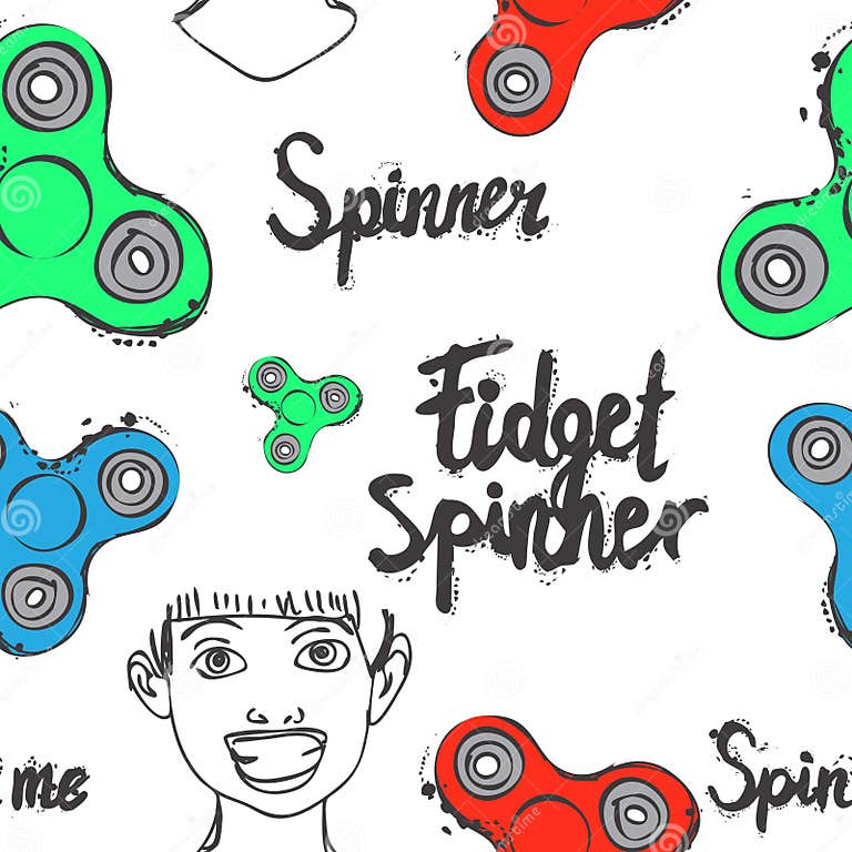 Fidget Spinner Hand Drawing Illustration and Lettering Calligraphy ...