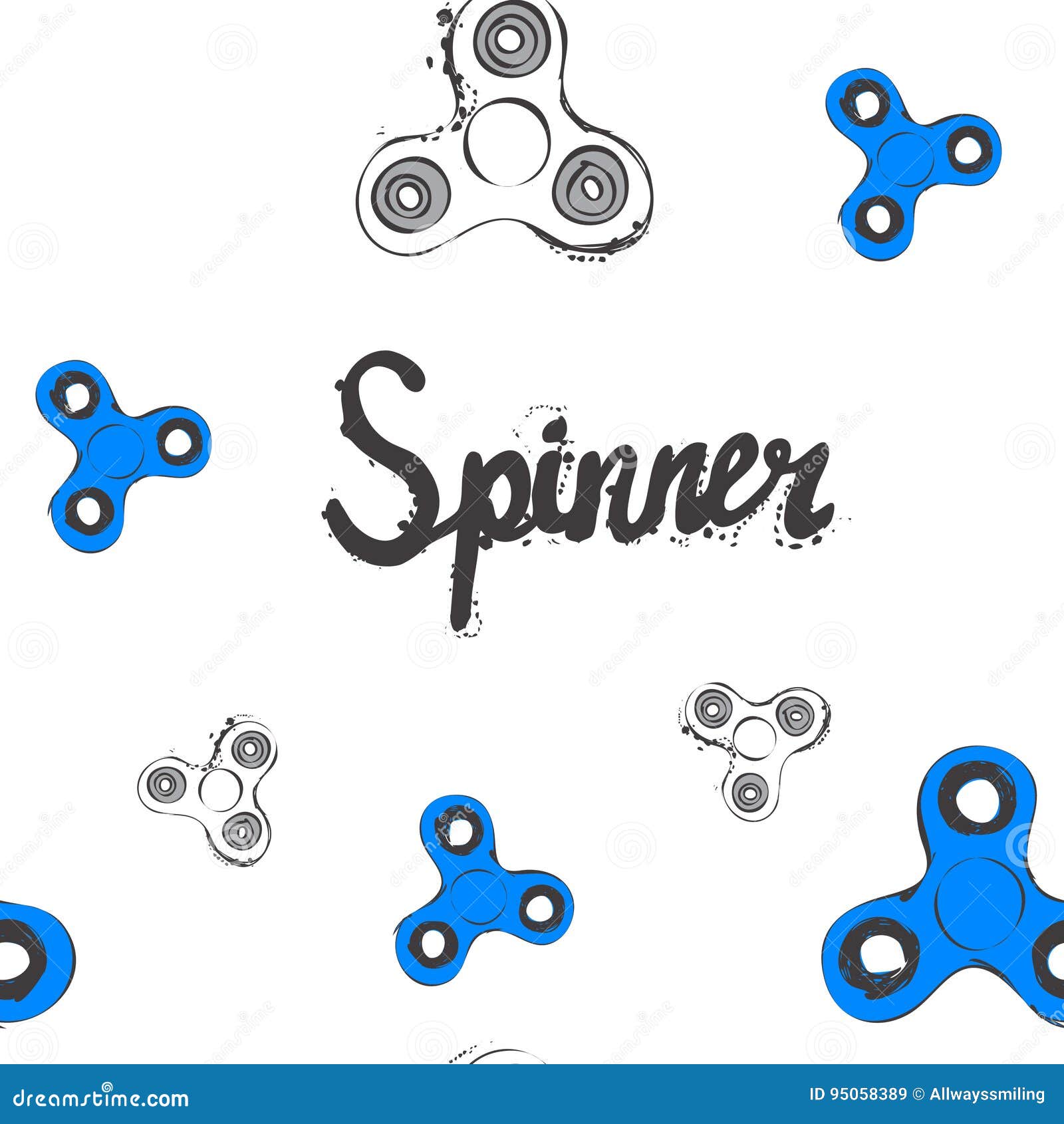 Fidget Spinner Hand Drawing Illustration and Lettering Calligraphy ...