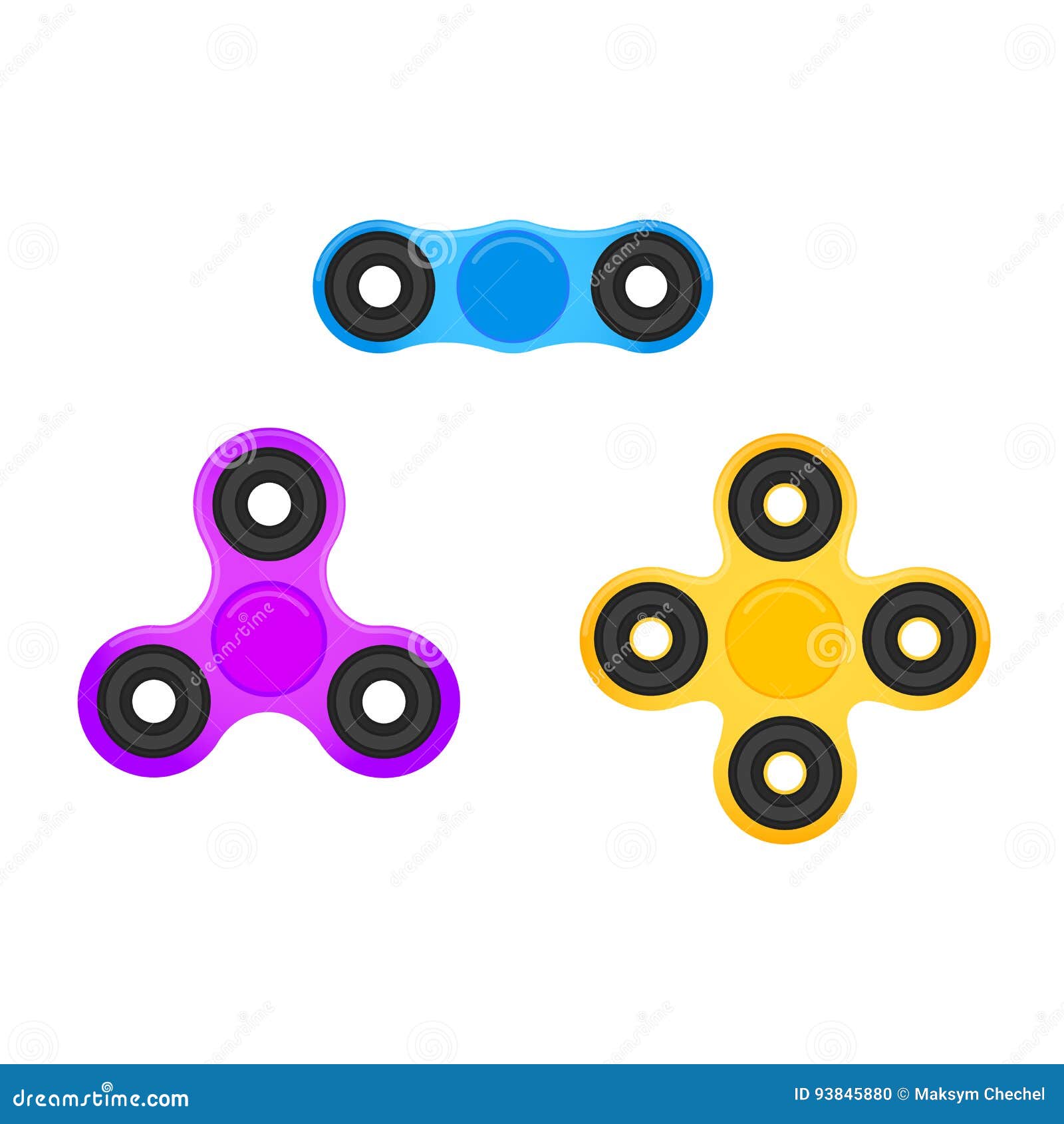 Fidget Spinner. Hand Spinners in Trendy Flat Style. Stress Relieving ...