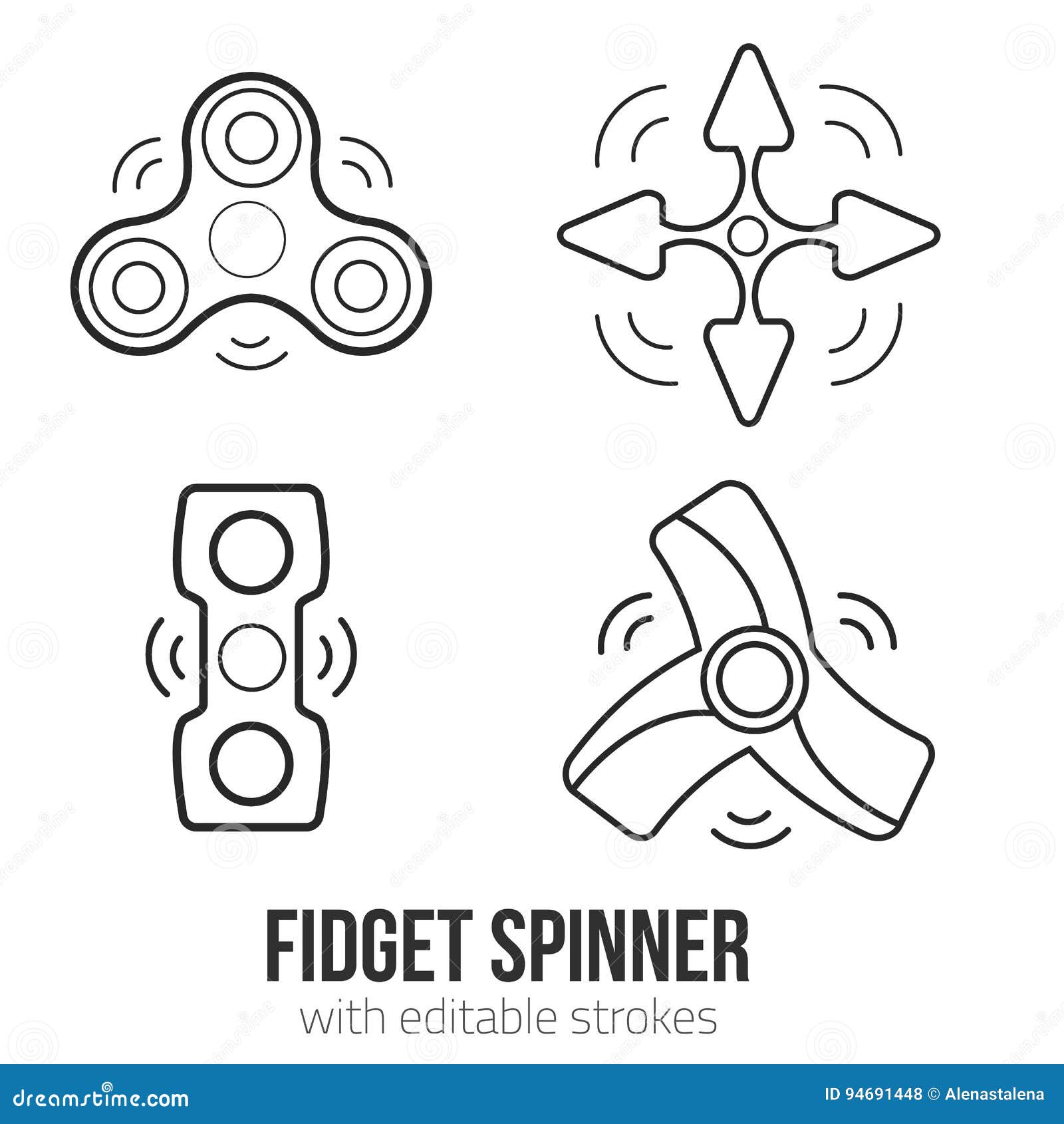 Fidget Spinner Icon Outline Set Stock Vector - Illustration of hand ...