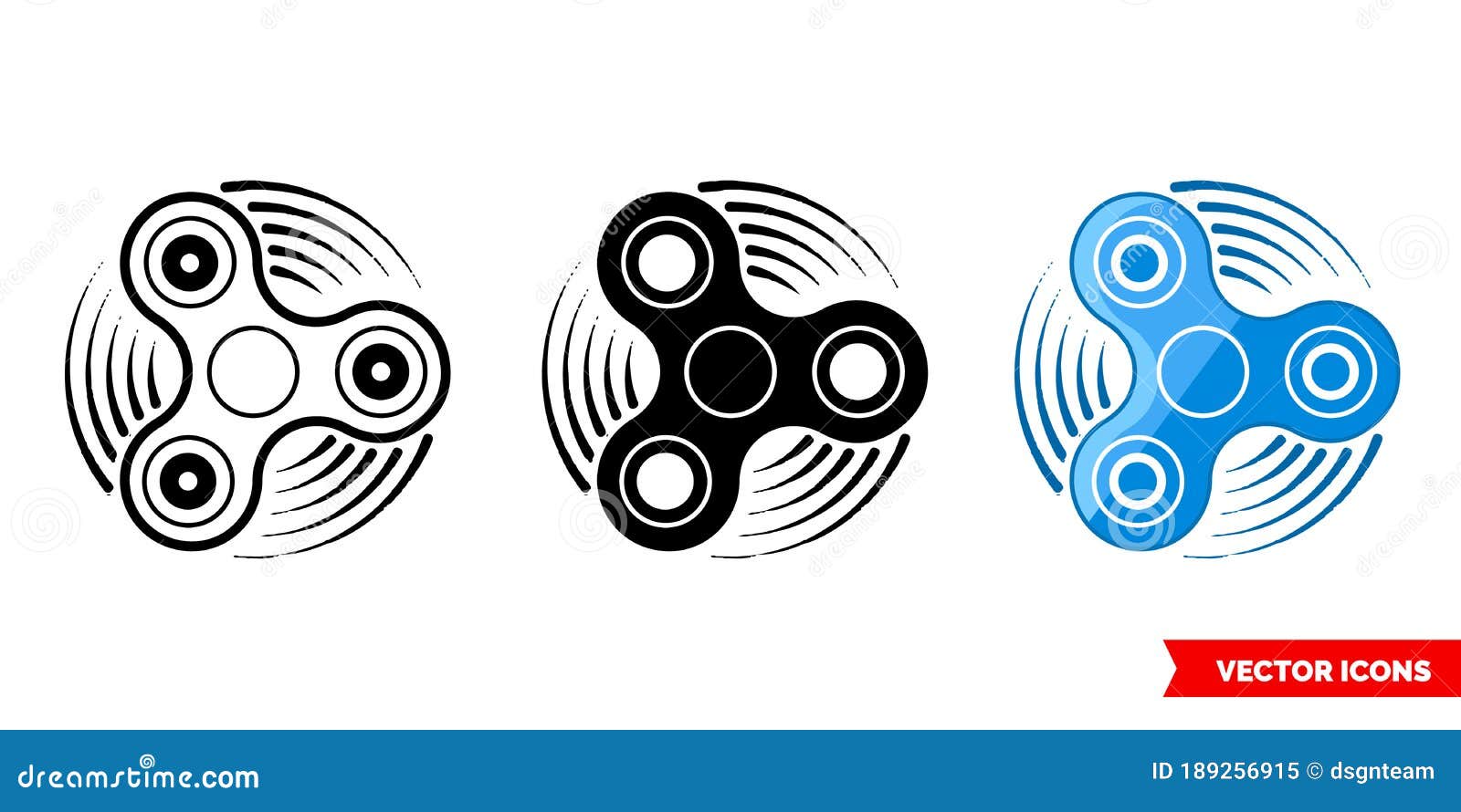 Fidget Spinner Icon of 3 Types. Isolated Vector Sign Symbol. Stock ...