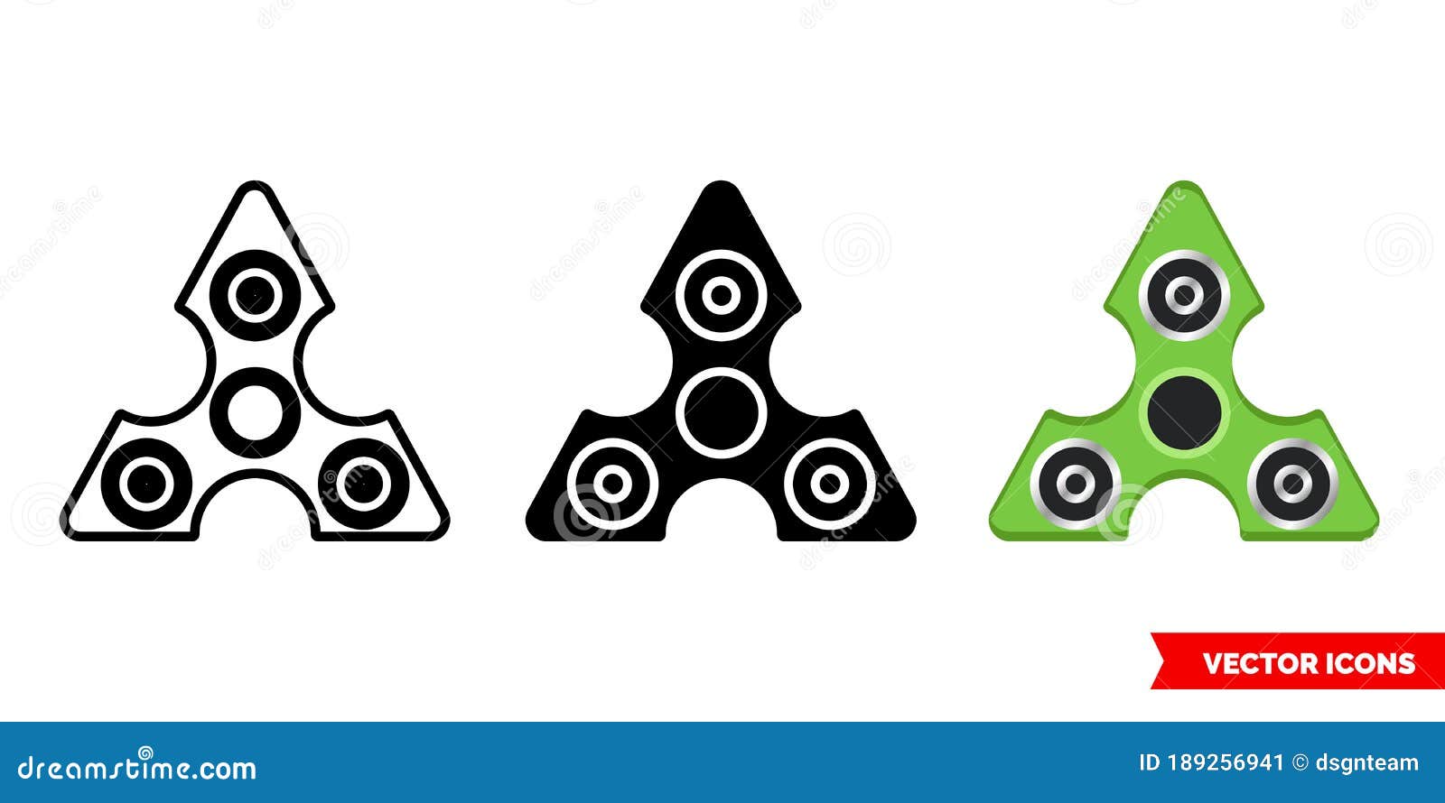Fidget Spinner Icon of 3 Types. Isolated Vector Sign Symbol. Stock ...