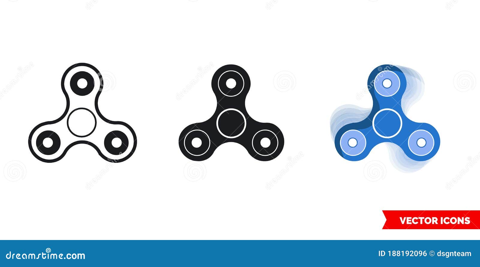 Fidget Spinner Icon of 3 Types. Isolated Vector Sign Symbol.Hand ...