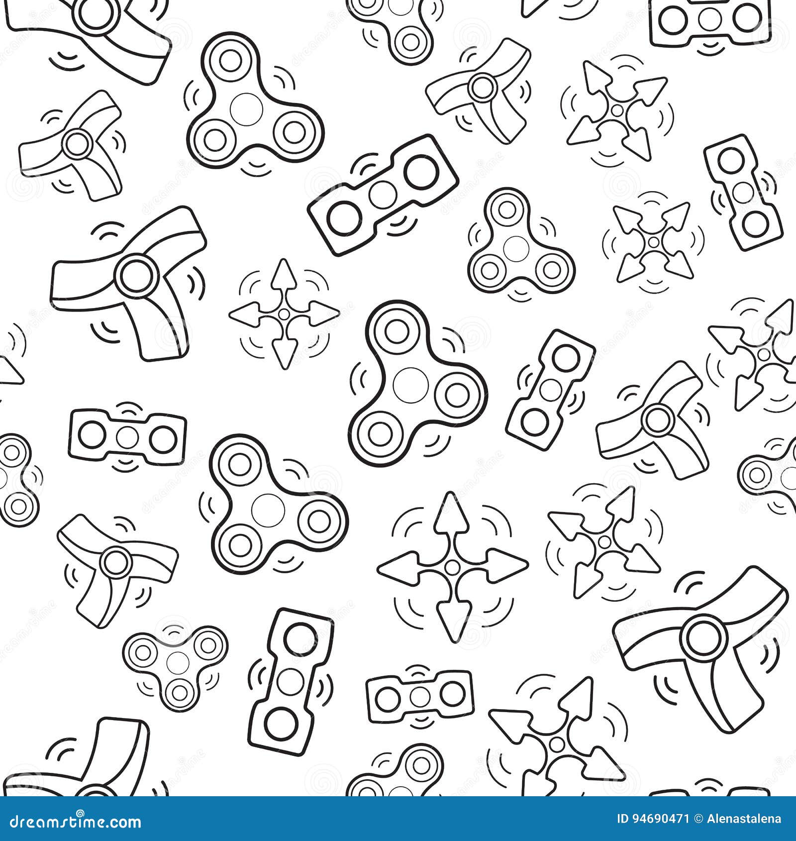 Fidget Spinner Seamless Pattern for Site Background in Outline Style ...
