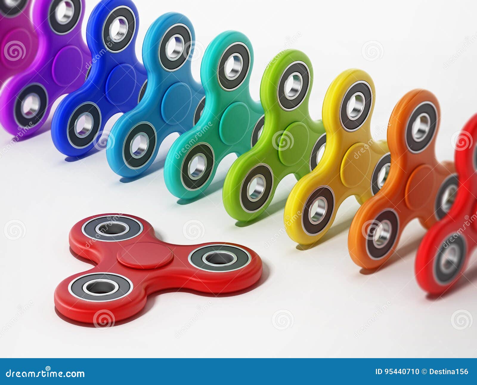 Fidget Spinners Isolated on White Background. 3D Illustration Stock ...