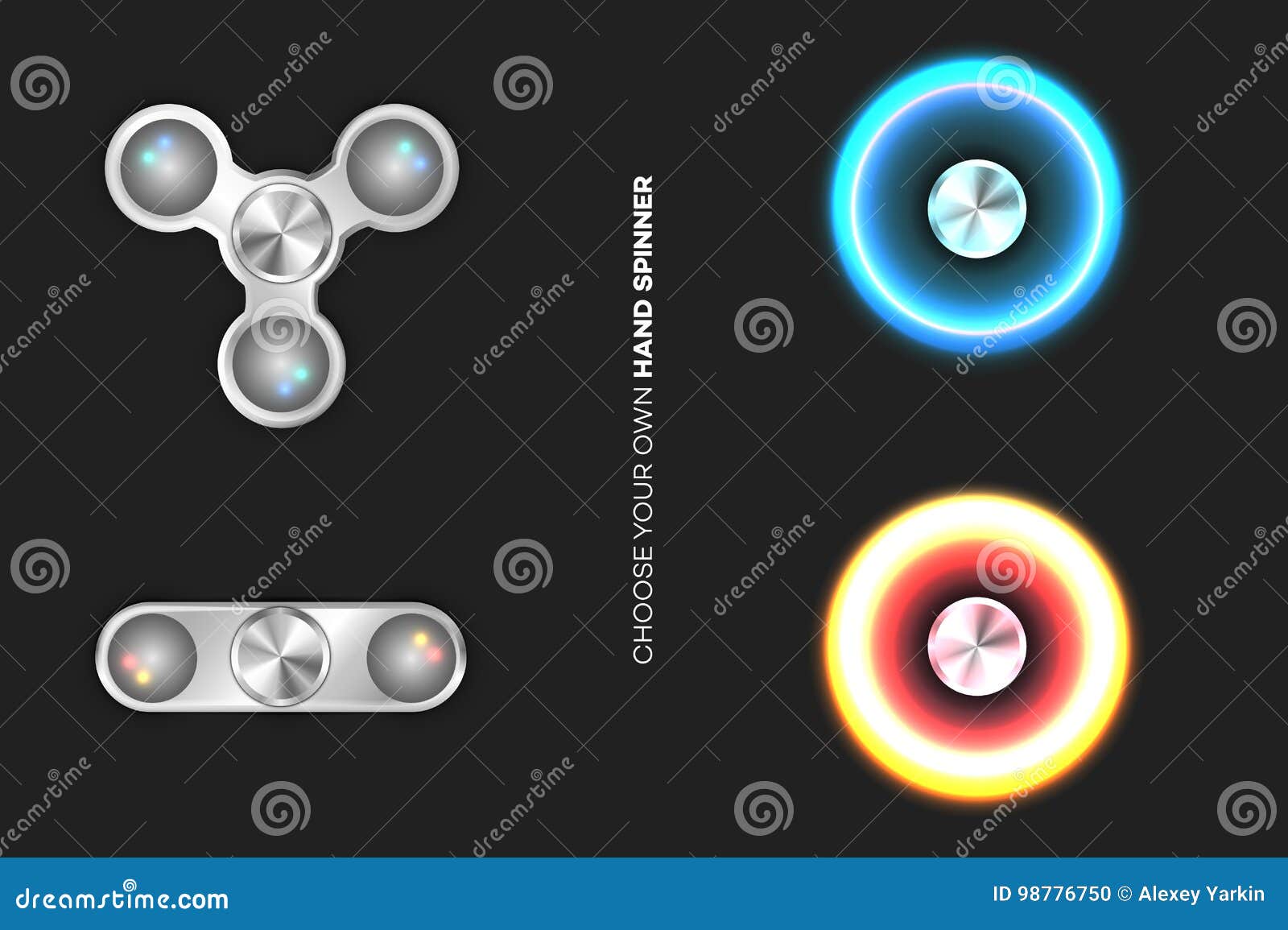 Fidget Spinners Popular Antistress Hand Toys. EPS 10 Vector ...