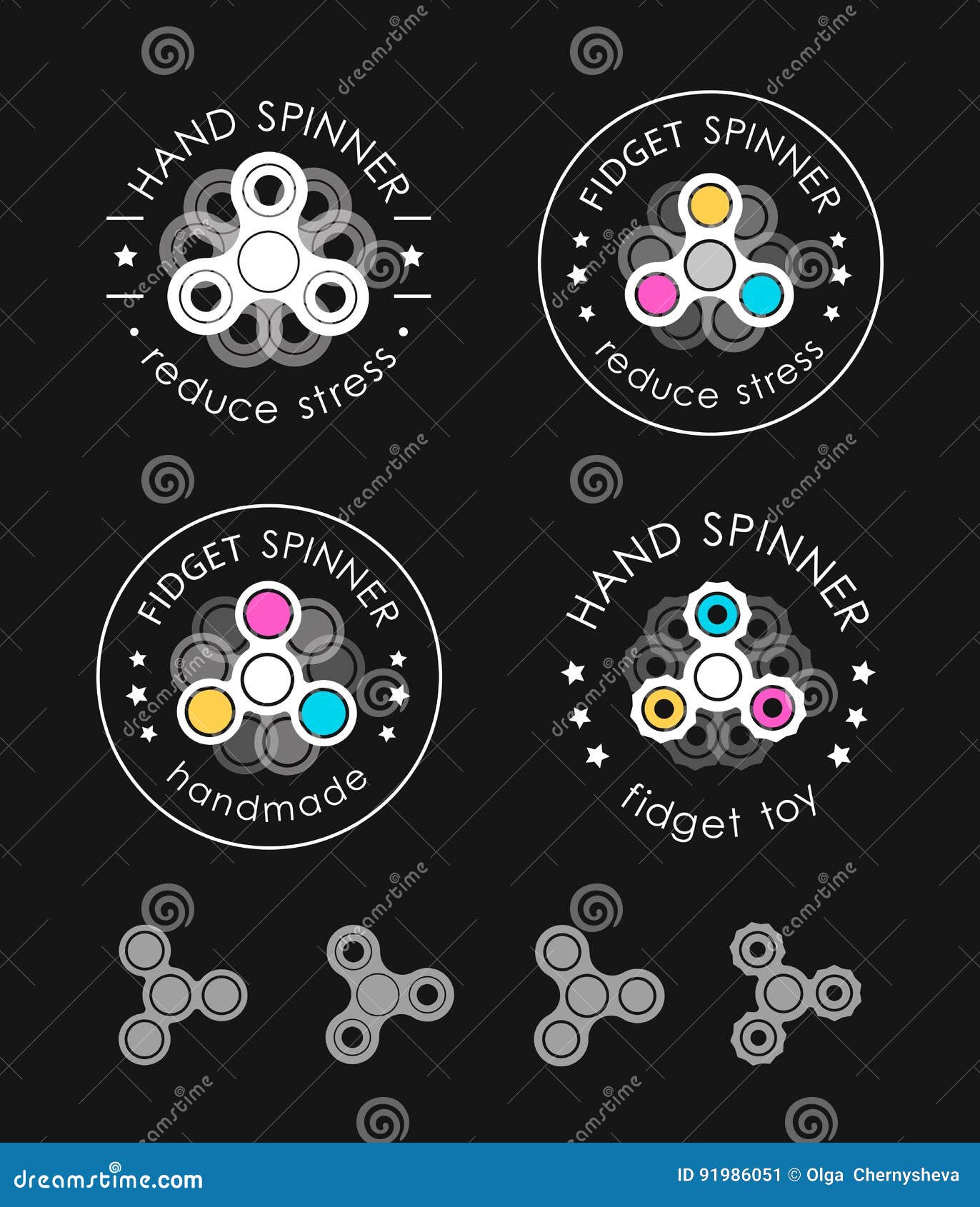 Fidget Toy Emblems Cartoon Vector | CartoonDealer.com #91986051