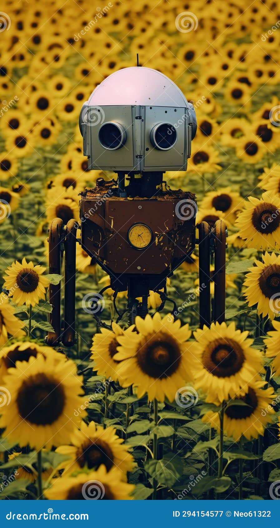 Field of Artificial Intelligence Robotic Sun Flowers Generative AI ...