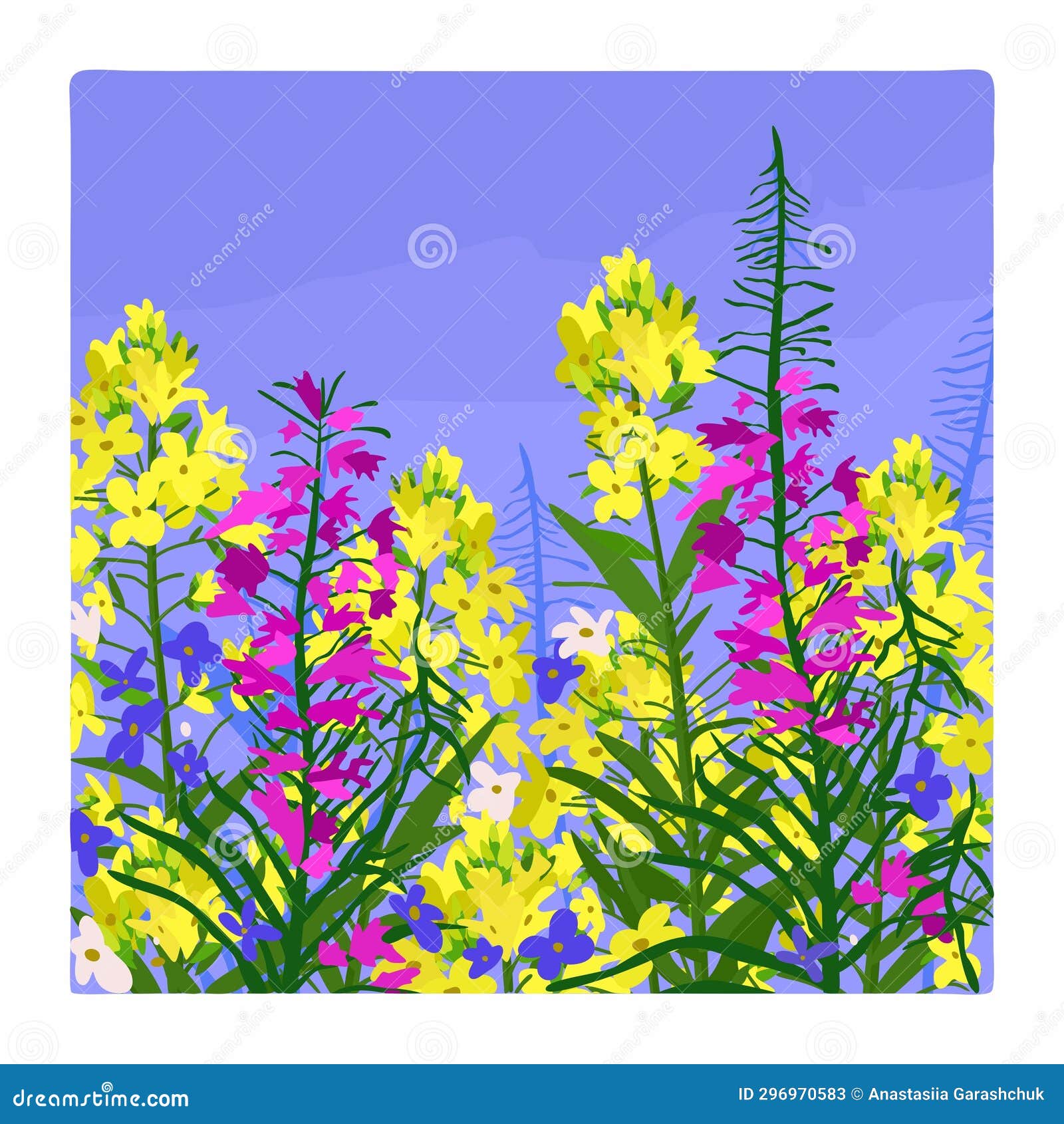 Field of Bright Wildflowers. Vector Illustration Stock Illustration ...