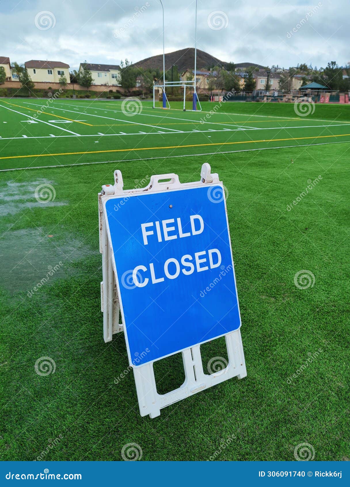 Field Closed Sign, Athletic Field Closed Due To Flooding Stock Photo ...
