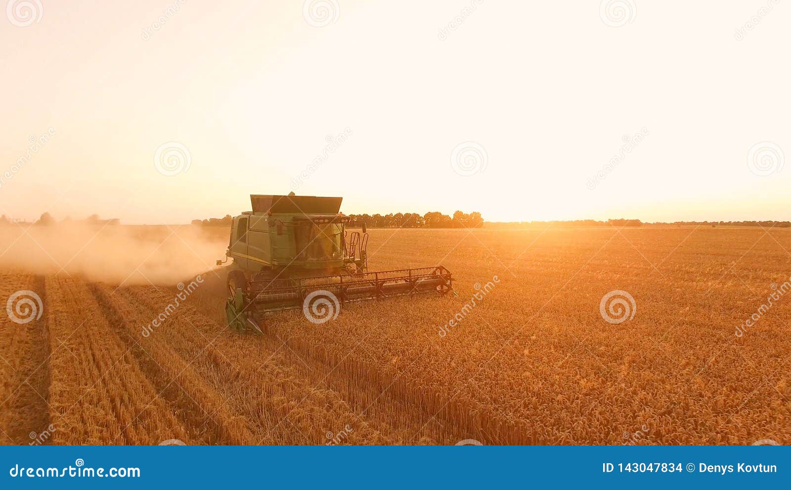 Field with Combine at Sunrise. Stock Photo - Image of autumn ...