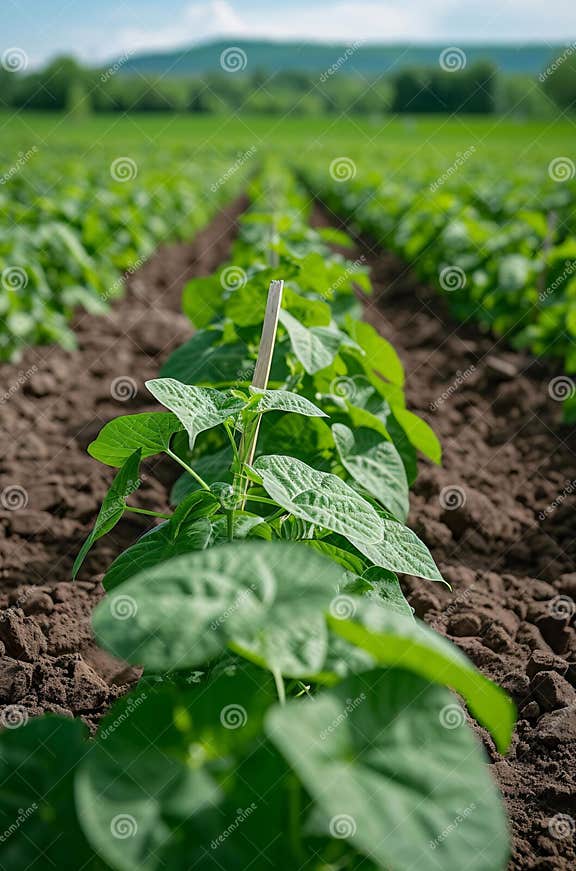 Field of Corn Rows of Plants Stock Illustration - Illustration of plant ...