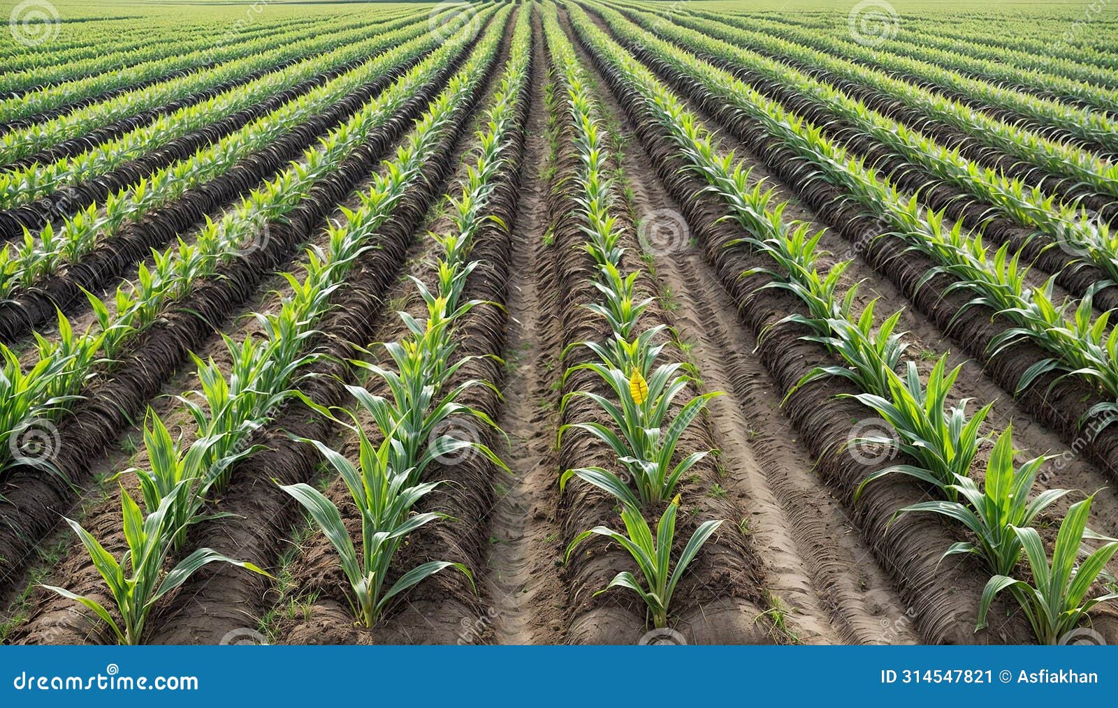 A Field of Corn with Rows of Corn Plants Growing Stock Illustration ...