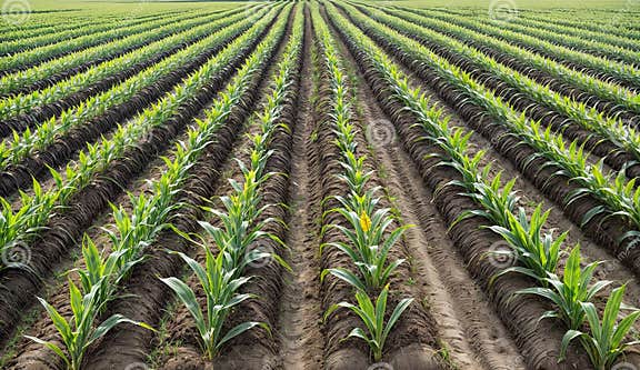 A Field of Corn with Rows of Corn Plants Growing Stock Illustration ...