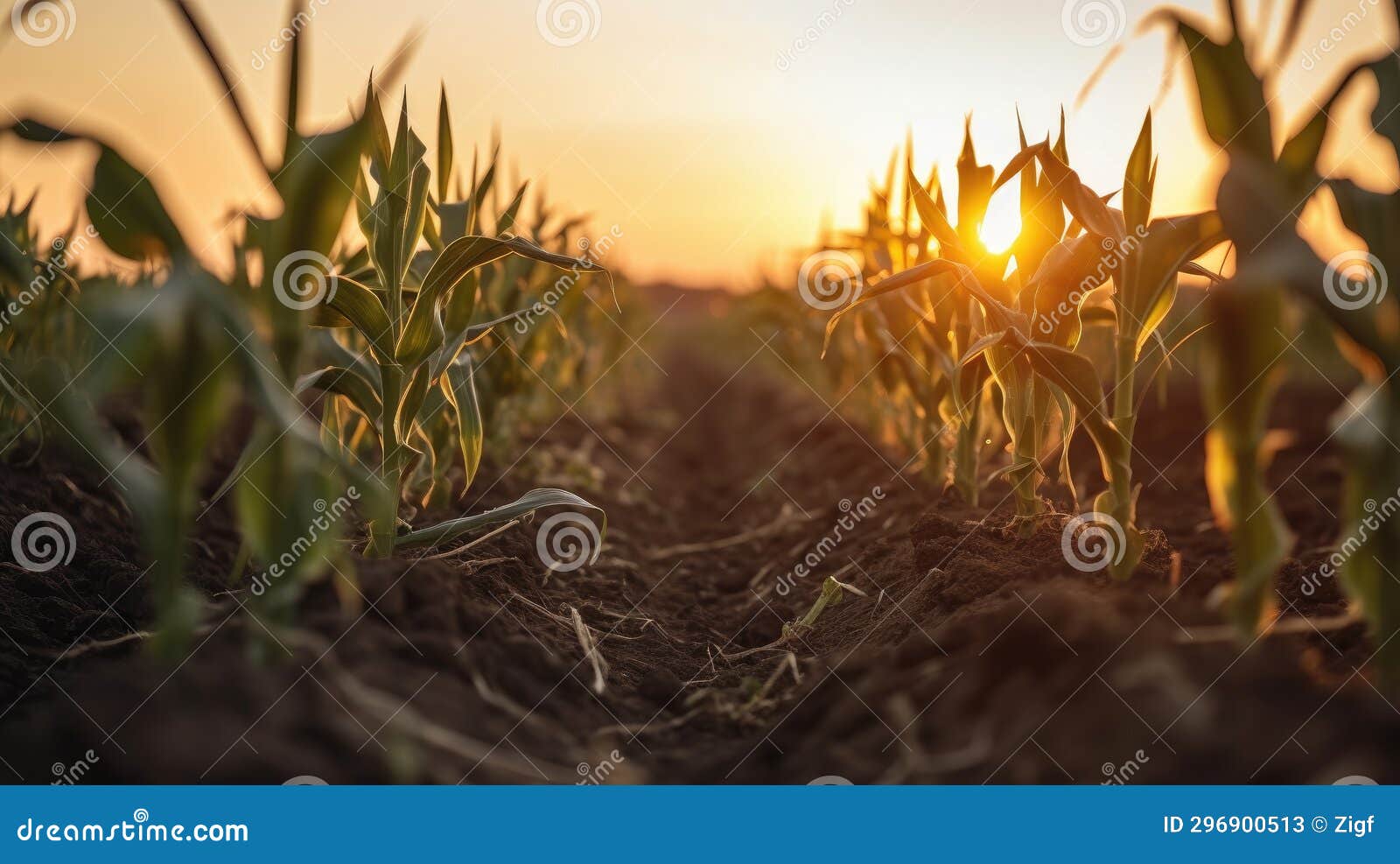 Field of Corn with the Sun Setting Behind it Stock Illustration ...