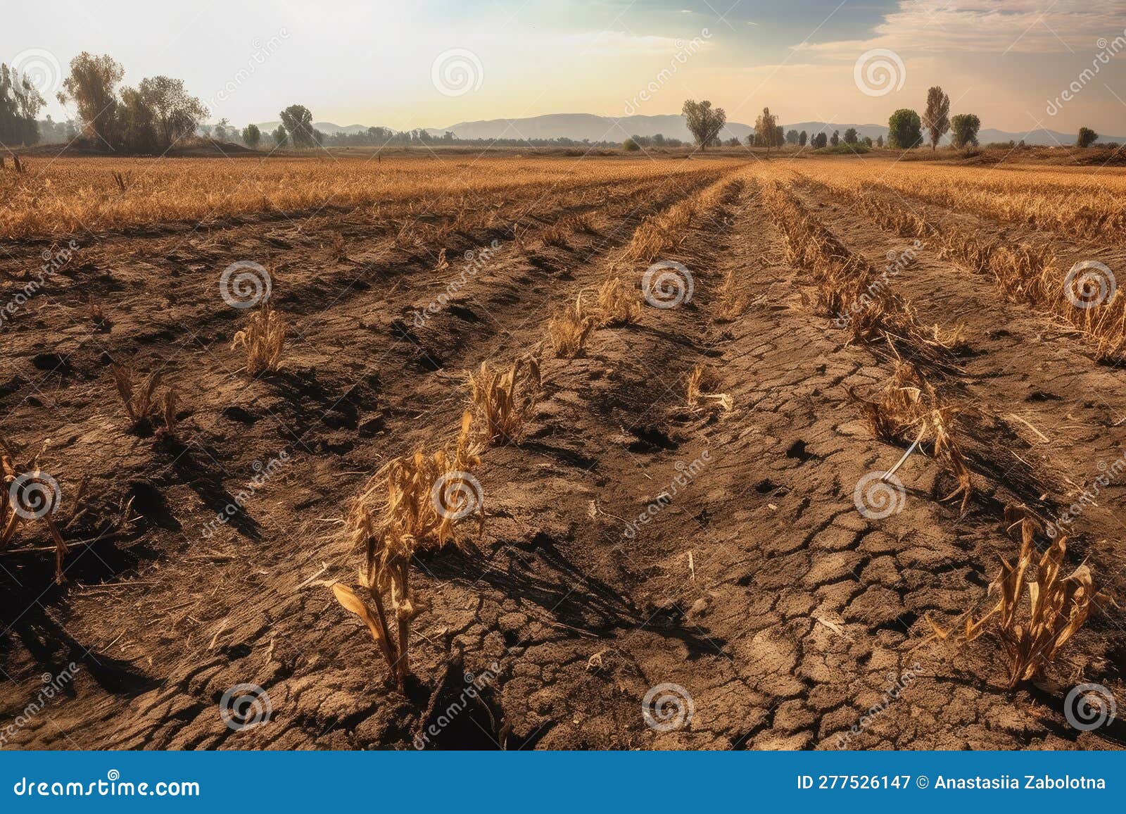 Field of Crops Destroyed by Drought. Generative AI Stock Illustration ...