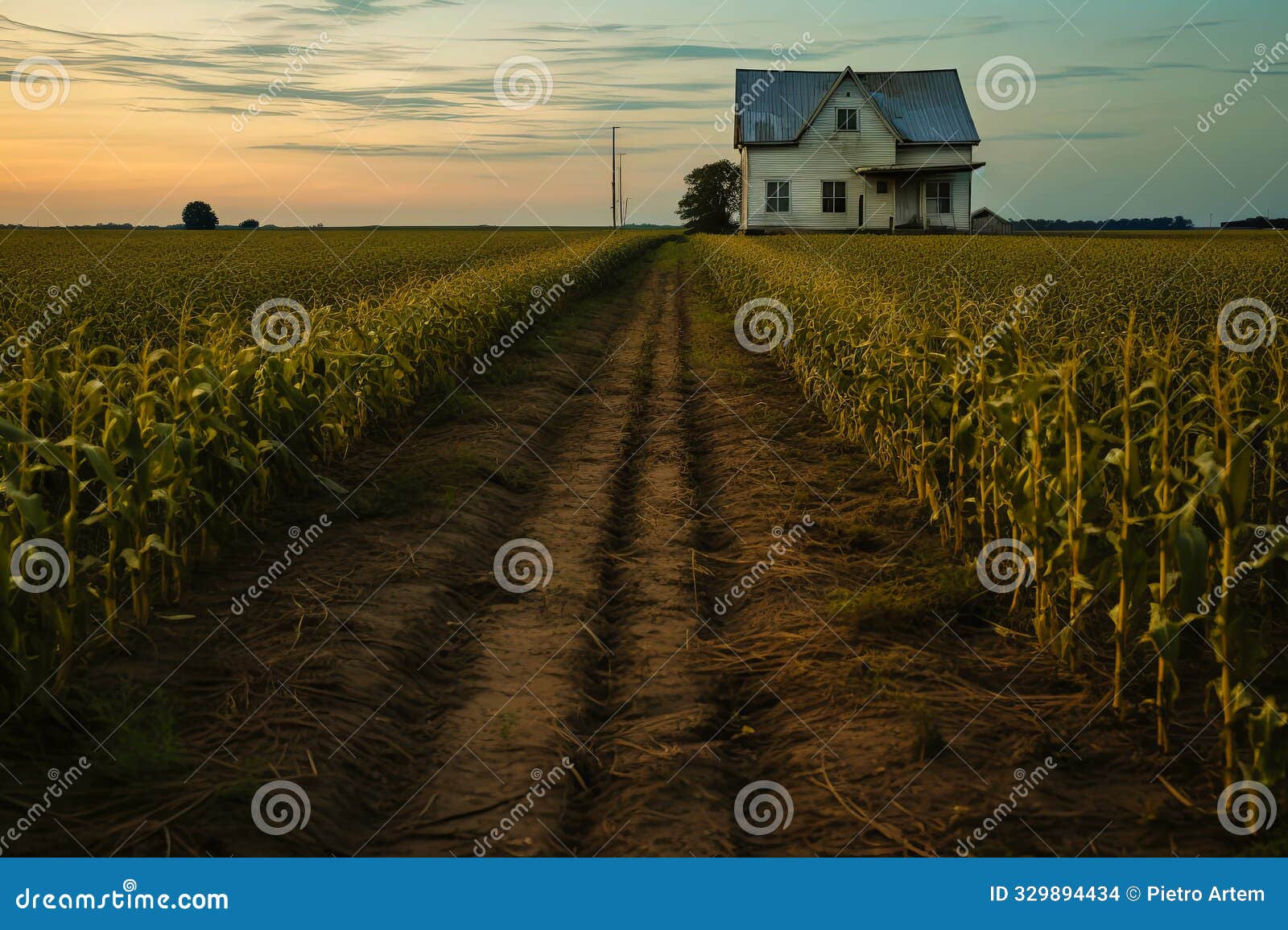 Field Crops Leading To a Farm House Stock Photo - Image of scene, land ...