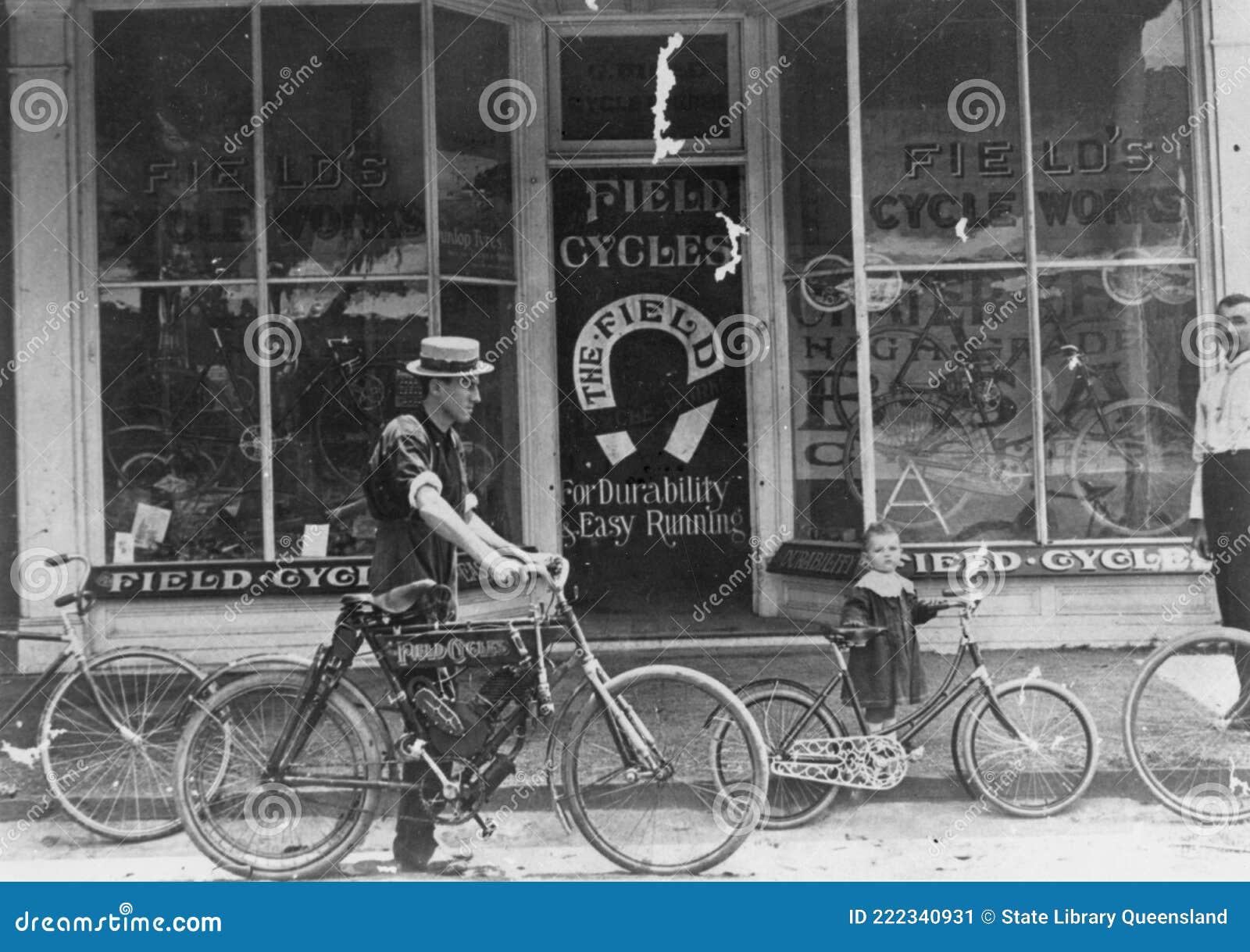 Field Cycles Storefront And Cyclists, Mackay, 1909 Picture. Image ...