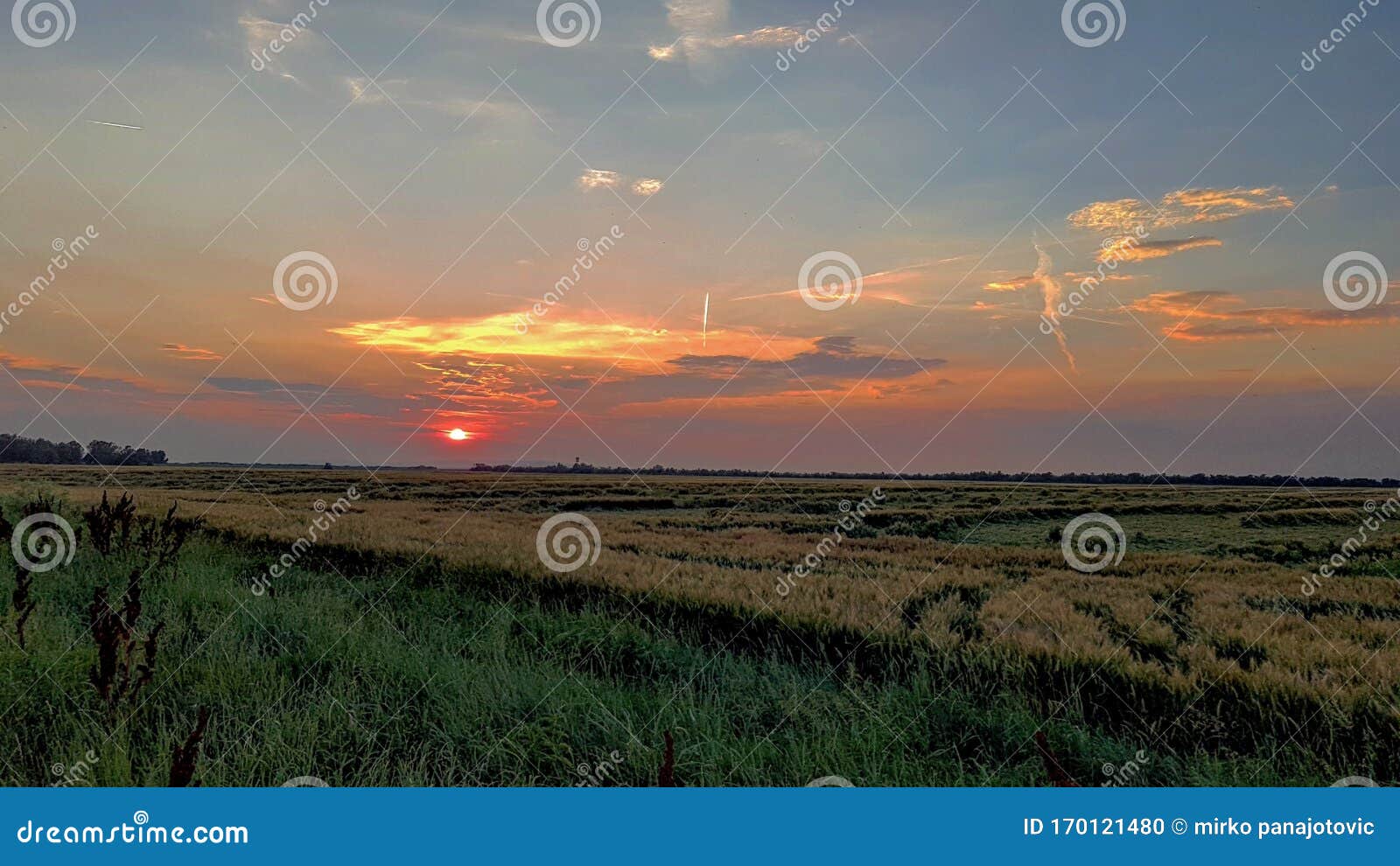 Field at dawn stock photo. Image of field, clouds, colors - 170121480