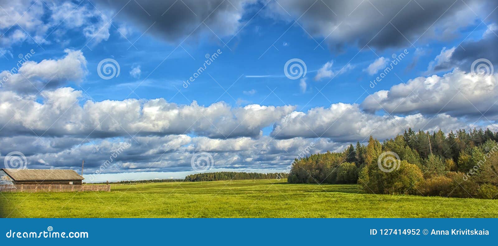 Field in Early Autumn and Clouds Stock Photo - Image of green ...