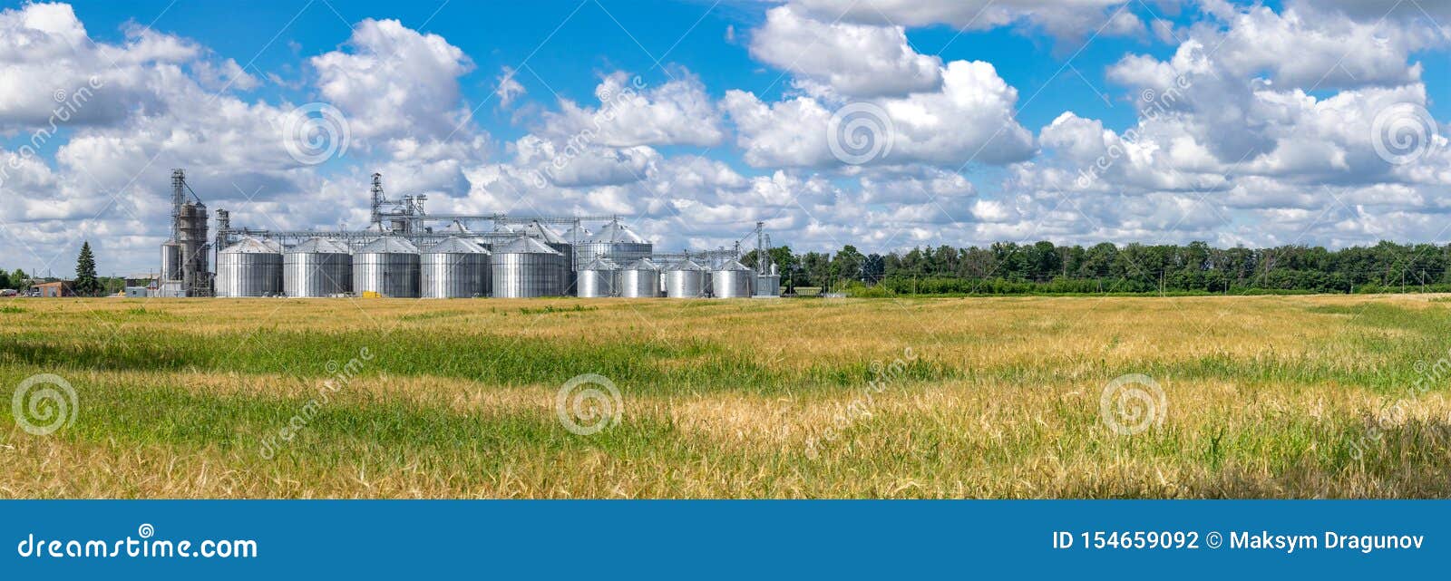 Field and Elevator Panorama Stock Photo - Image of building, granary ...