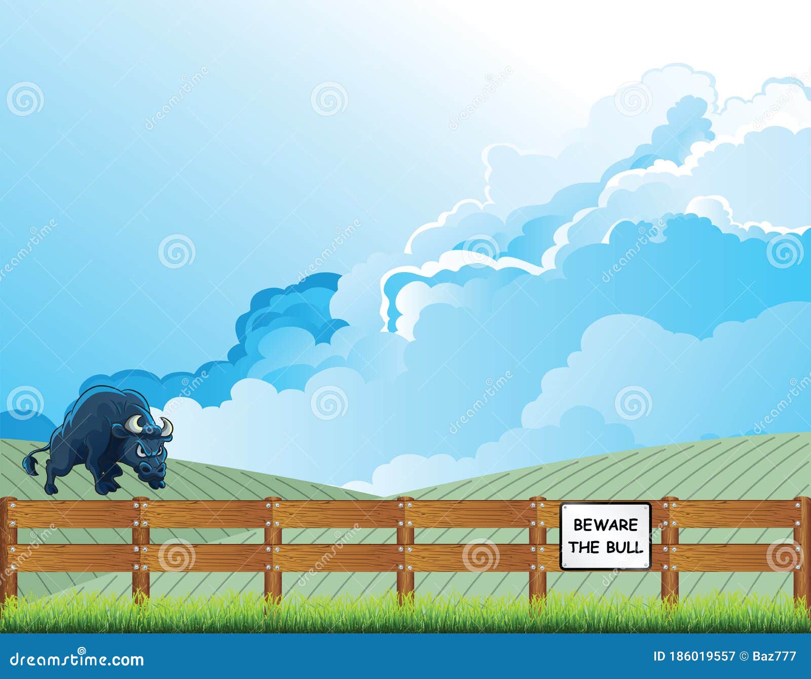 Beware Of The Bull Hazard Sign Icon Of 3 Types Color, Black And White ...