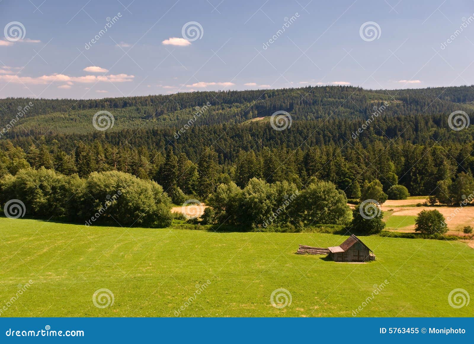 A Field and a Few Old Cottages in the Swiss Alps Stock Image - Image of ...
