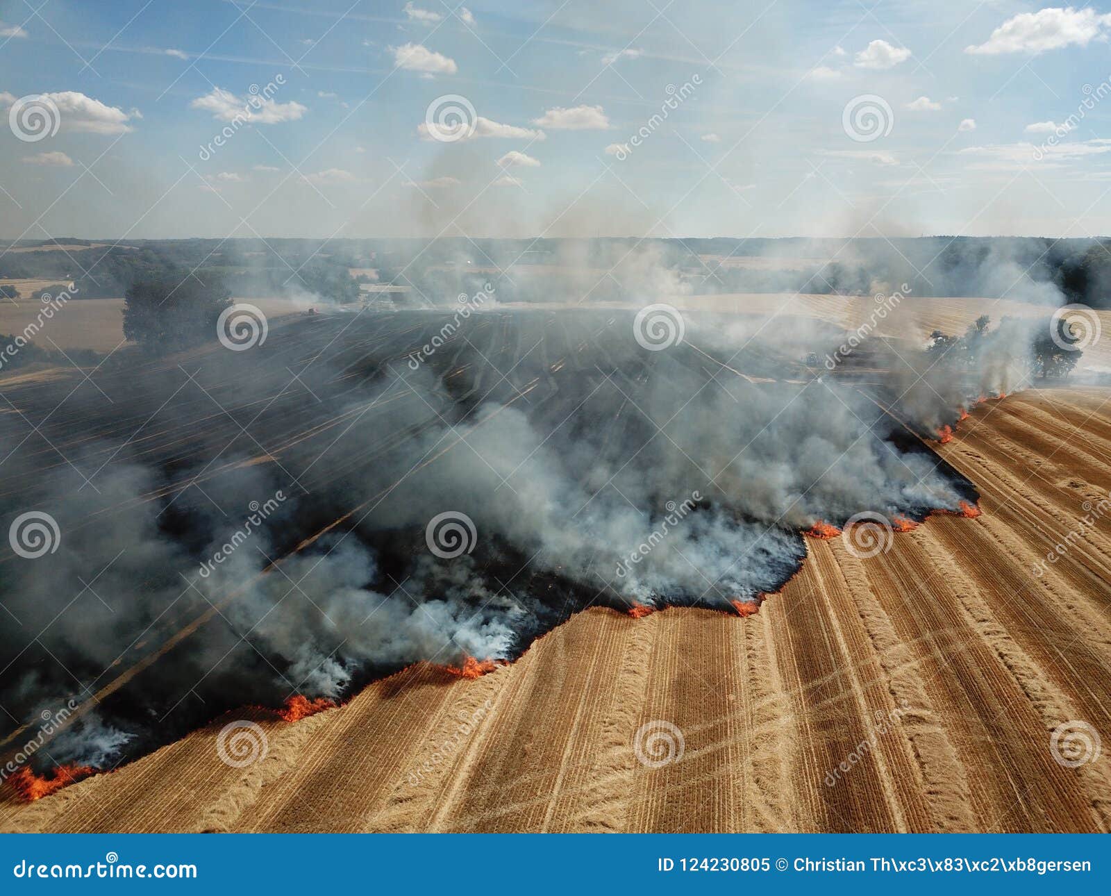Field on fire stock image. Image of field, working, fire - 124230805