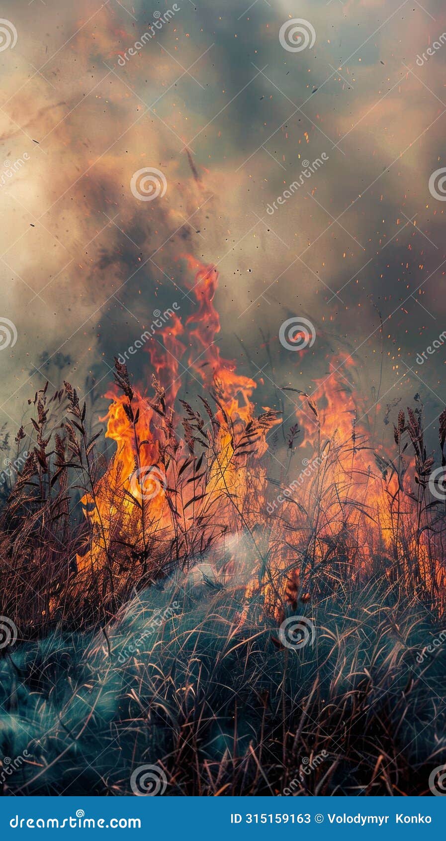 Field on Fire with Vibrant Flames and Smoke Stock Image - Image of ...
