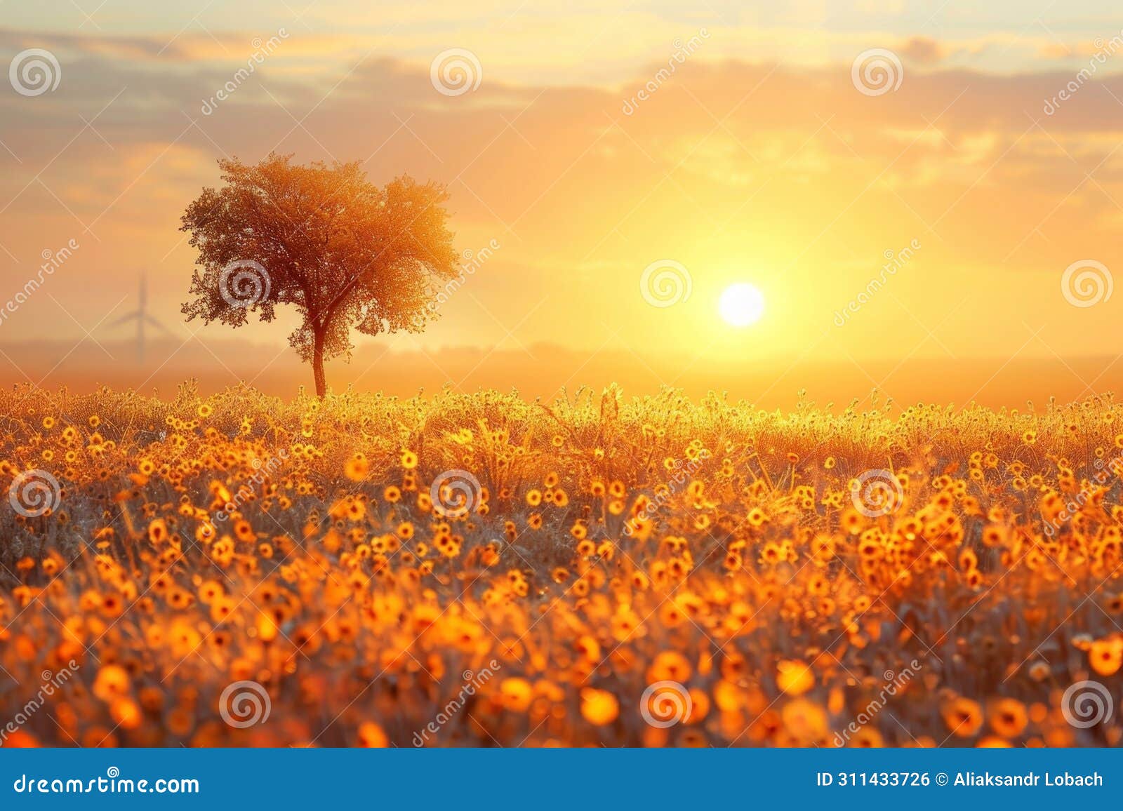A Field of Flowers at Sunset. Flower Field Stock Photo - Image of ...