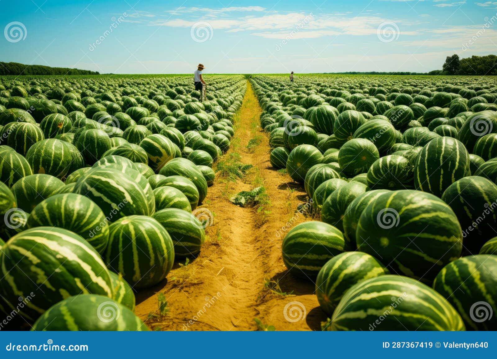 Field Full of Watermelons with Person Standing in the Middle ...