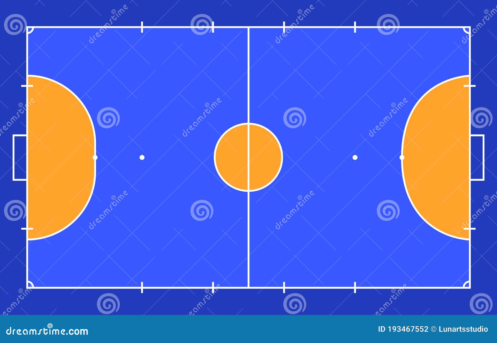 Field for Futsal. Orange Outline of Lines Futsal Field Vector ...