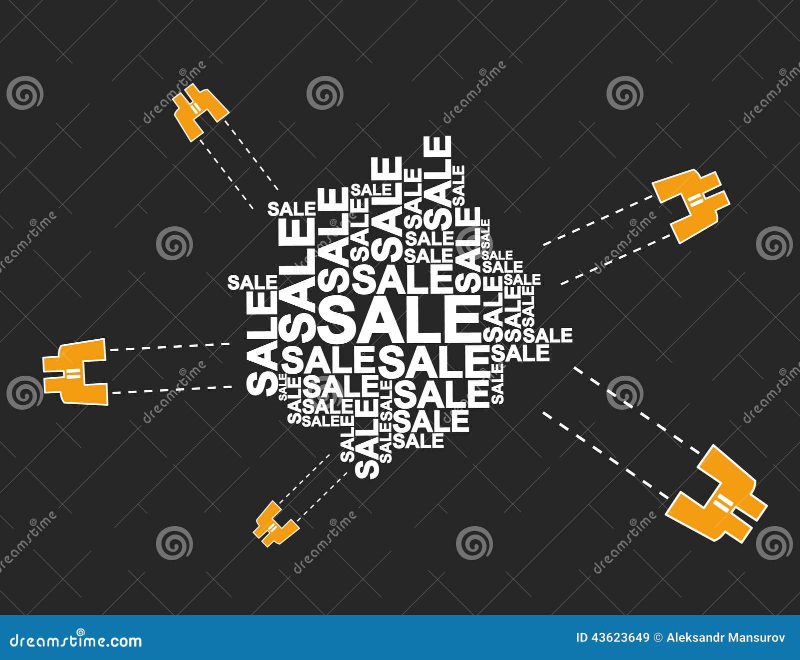 Field-glass of sales stock vector. Illustration of vecto - 43623649
