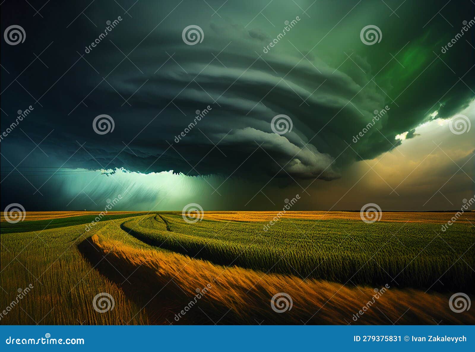Field with Grain and Storm Illustration. AI Generated Stock ...