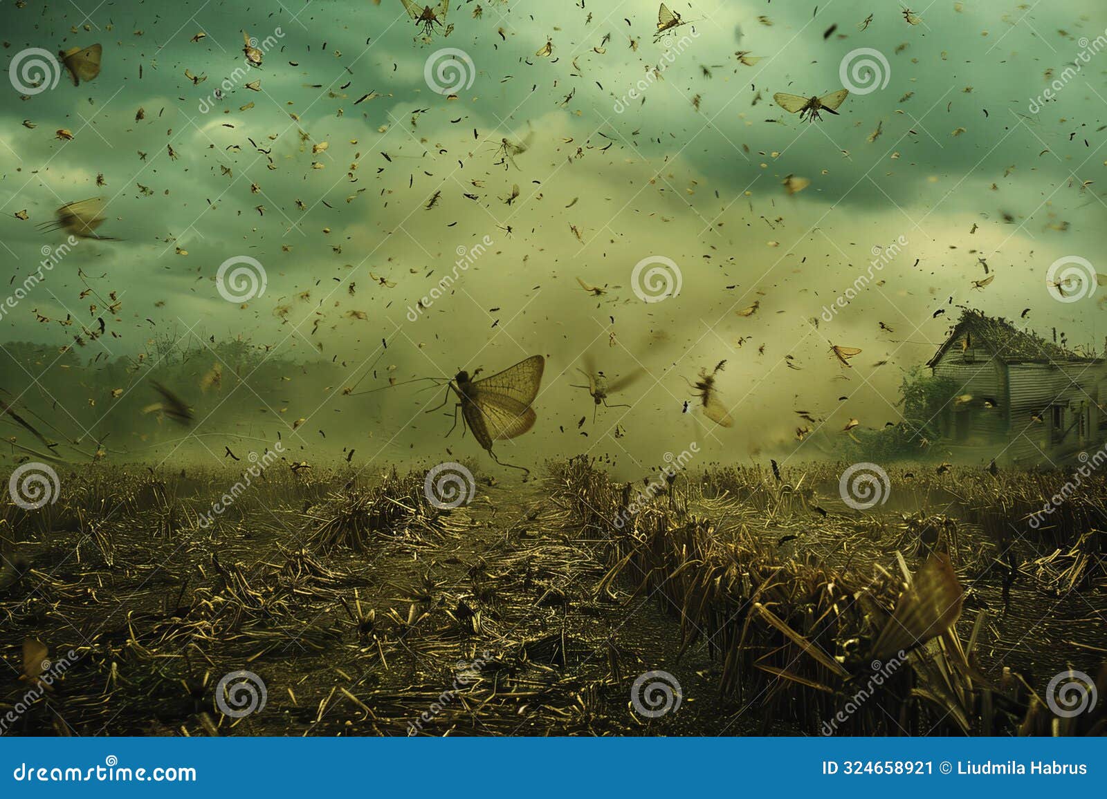 A Field of Grass is Covered in Dead Grass and Insects Stock Image ...