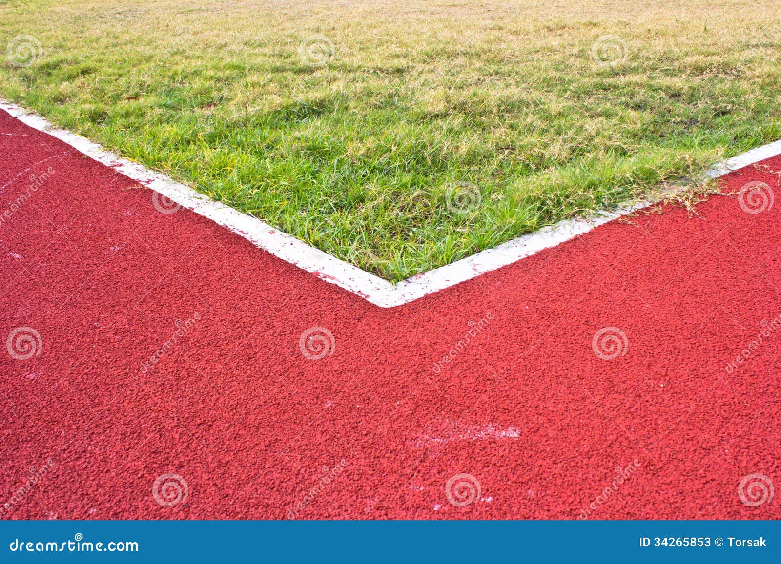 Field Grass with Red Rubber Track Stock Image - Image of finish ...
