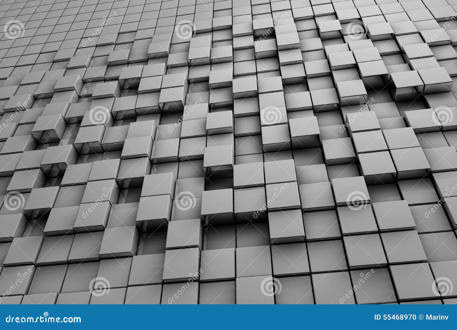 Field of Gray 3d Cubes. 3d Render Image Stock Illustration ...