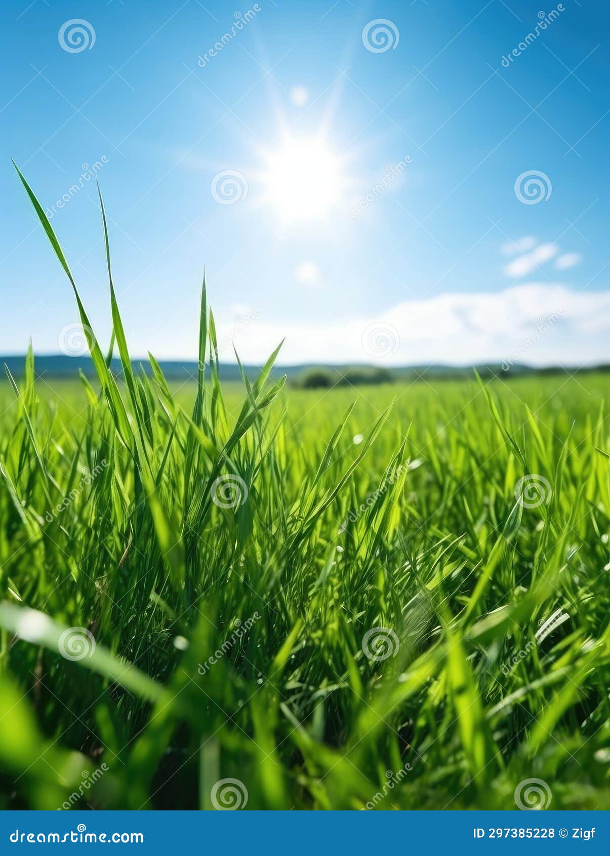 Field of Green Grass with the Sun Shining on it Stock Illustration ...