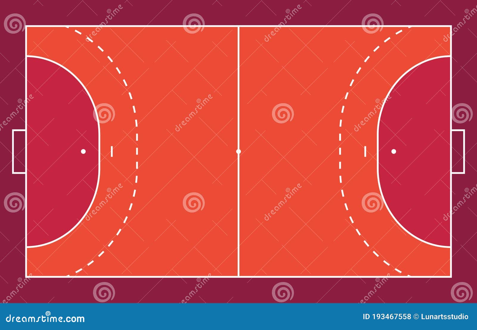 Field for Handball. Orange Outline of Lines Handball Field Vector ...