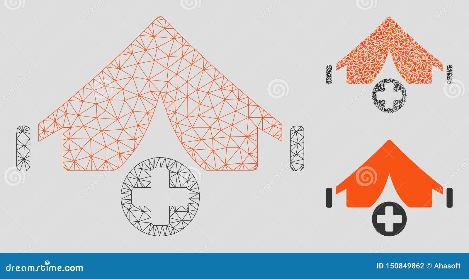 Field Hospital Vector Mesh Wire Frame Model and Triangle Mosaic Icon ...
